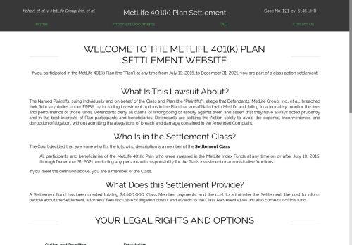 Metlife401kplansettlement.com - Ask Question